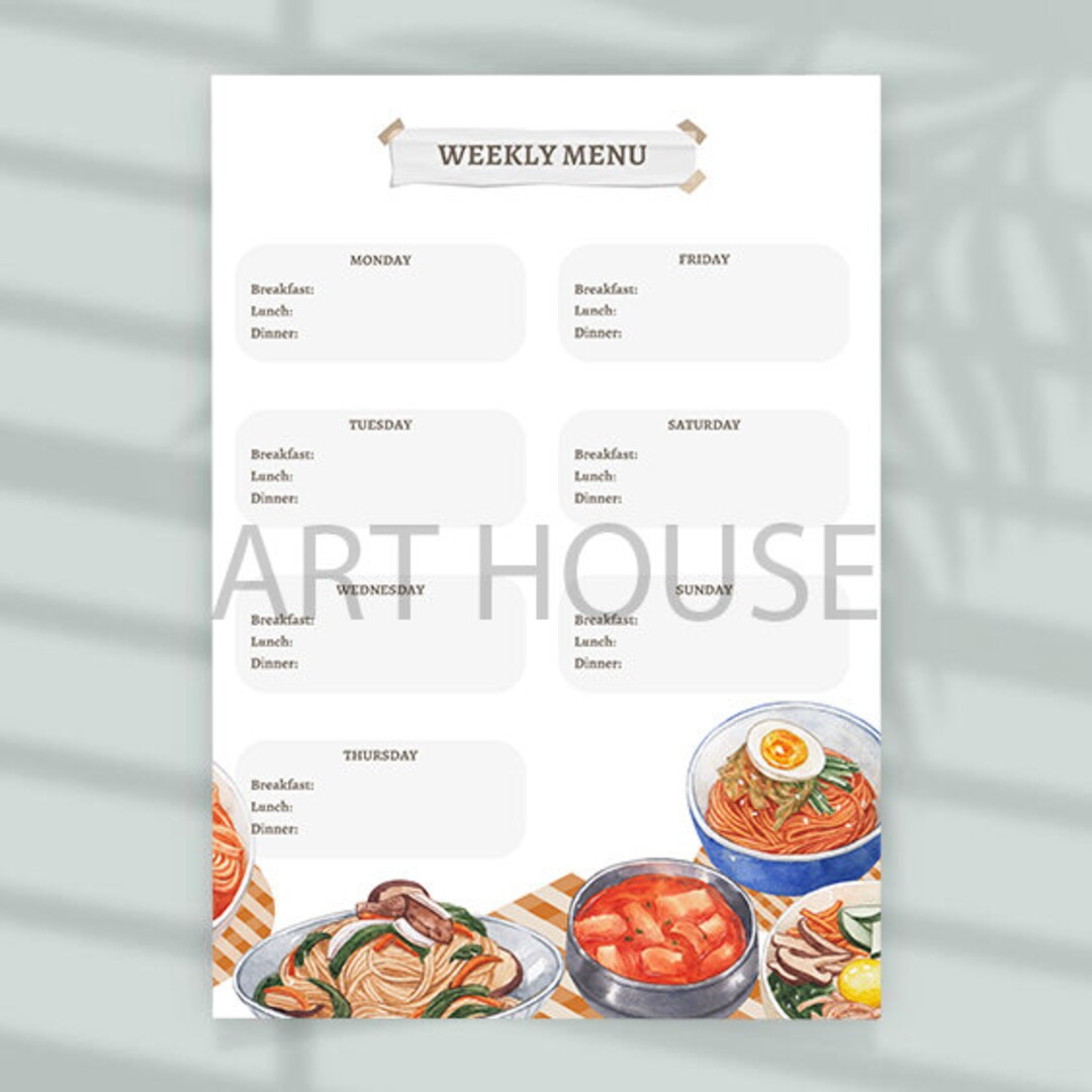 Weekly Meal Planner. 7-day Menu Planner. Meal Planner. Health - Etsy