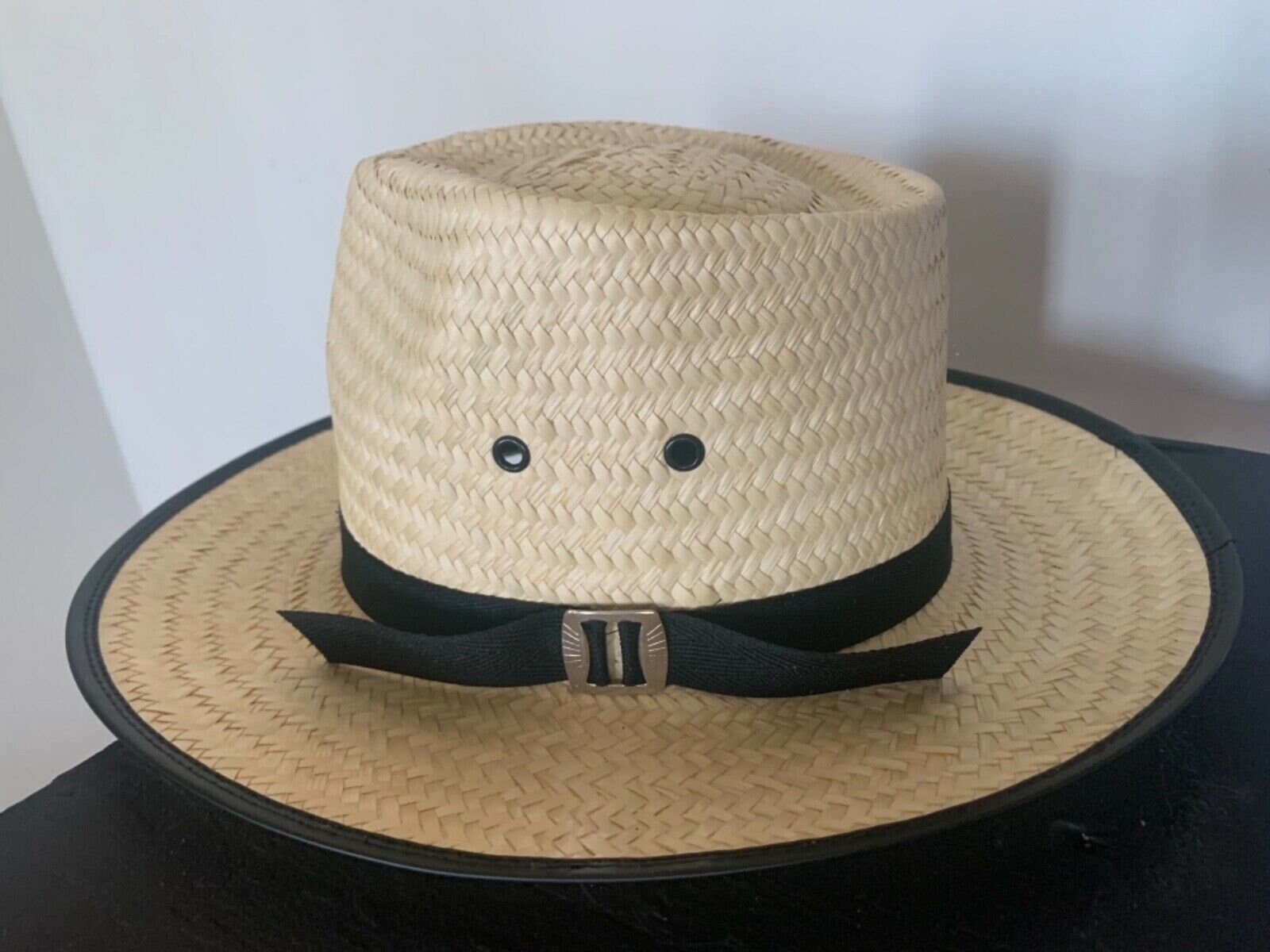 Medium Amish Man's Chore Straw hat with BLACK Trim | Etsy