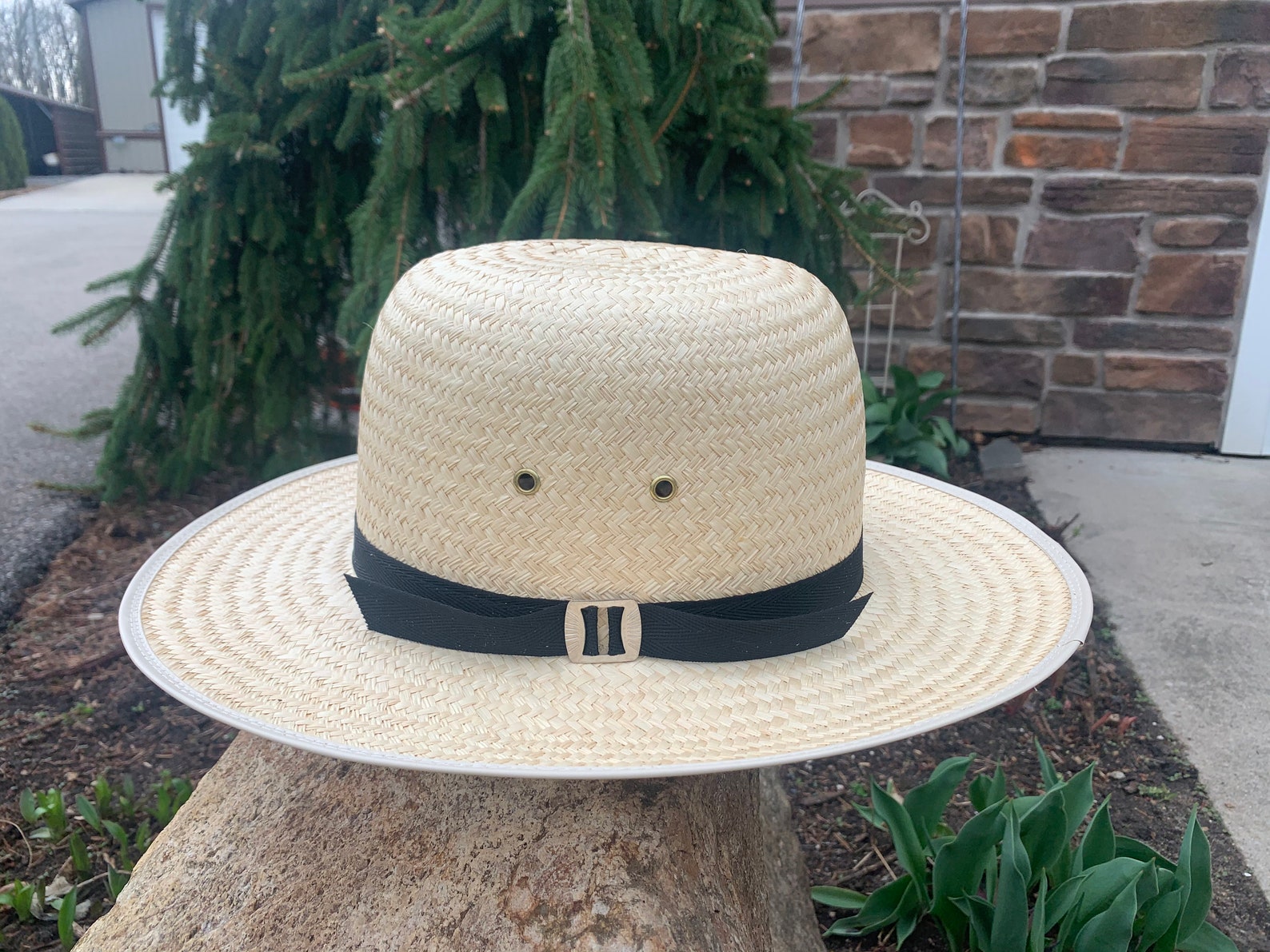 AMISH STRAW HAT Medium Round top Brand New Authentic Shade Hat | Etsy