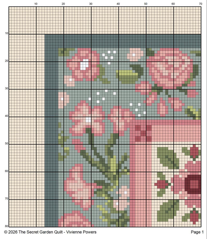 Patchwork Quilt Block Cross Stitch Pattern: Shabby Chic Floral (PDF ...