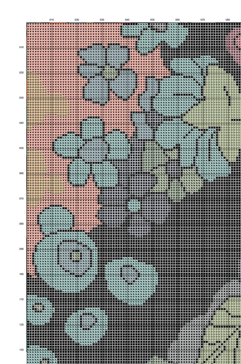 Cross Stitch Groovy Flower Power Bright Floral Retro Flowers | Etsy