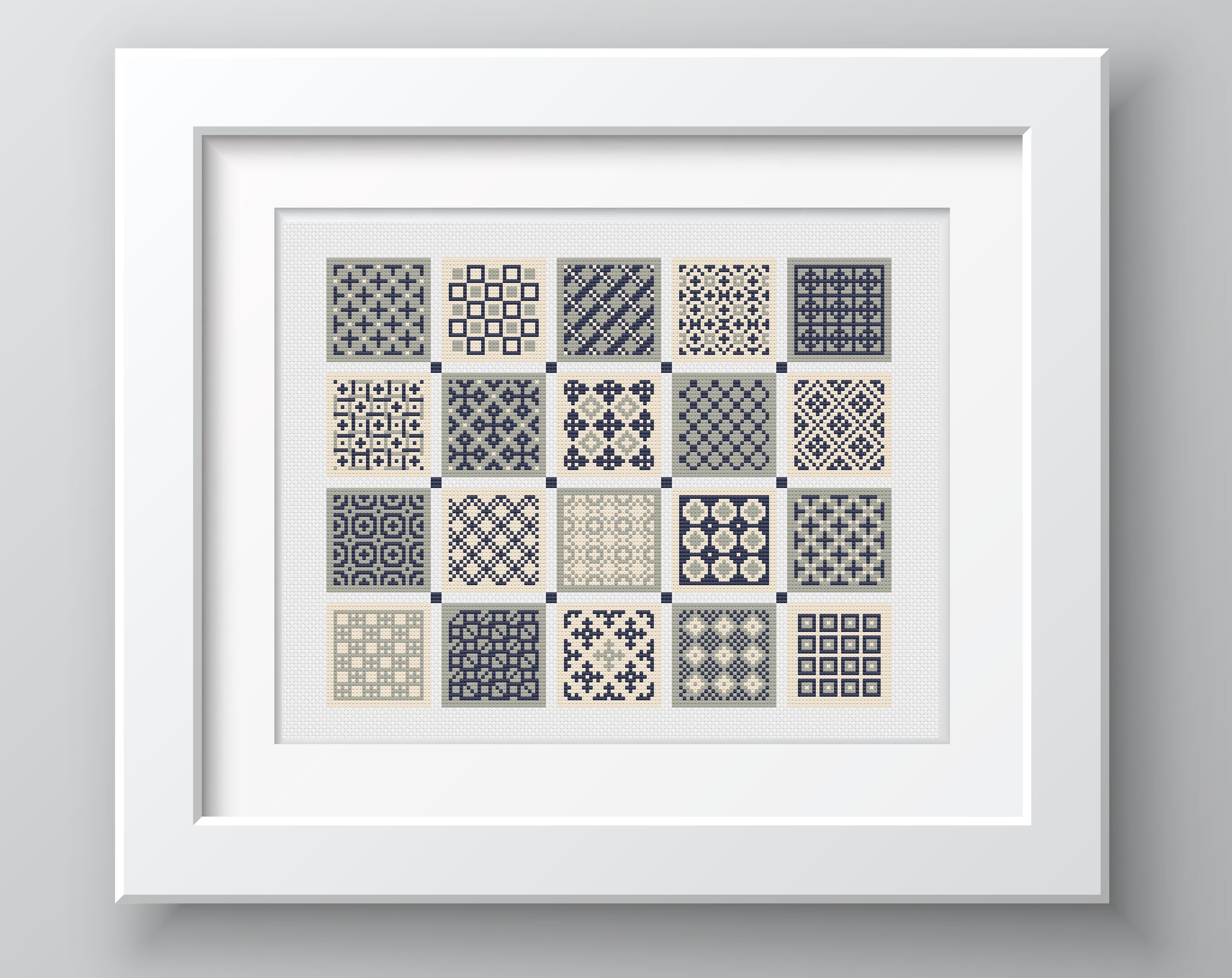 Cross Stitch Stitchery Sampler Mini Squares Antique Tiled - Etsy UK