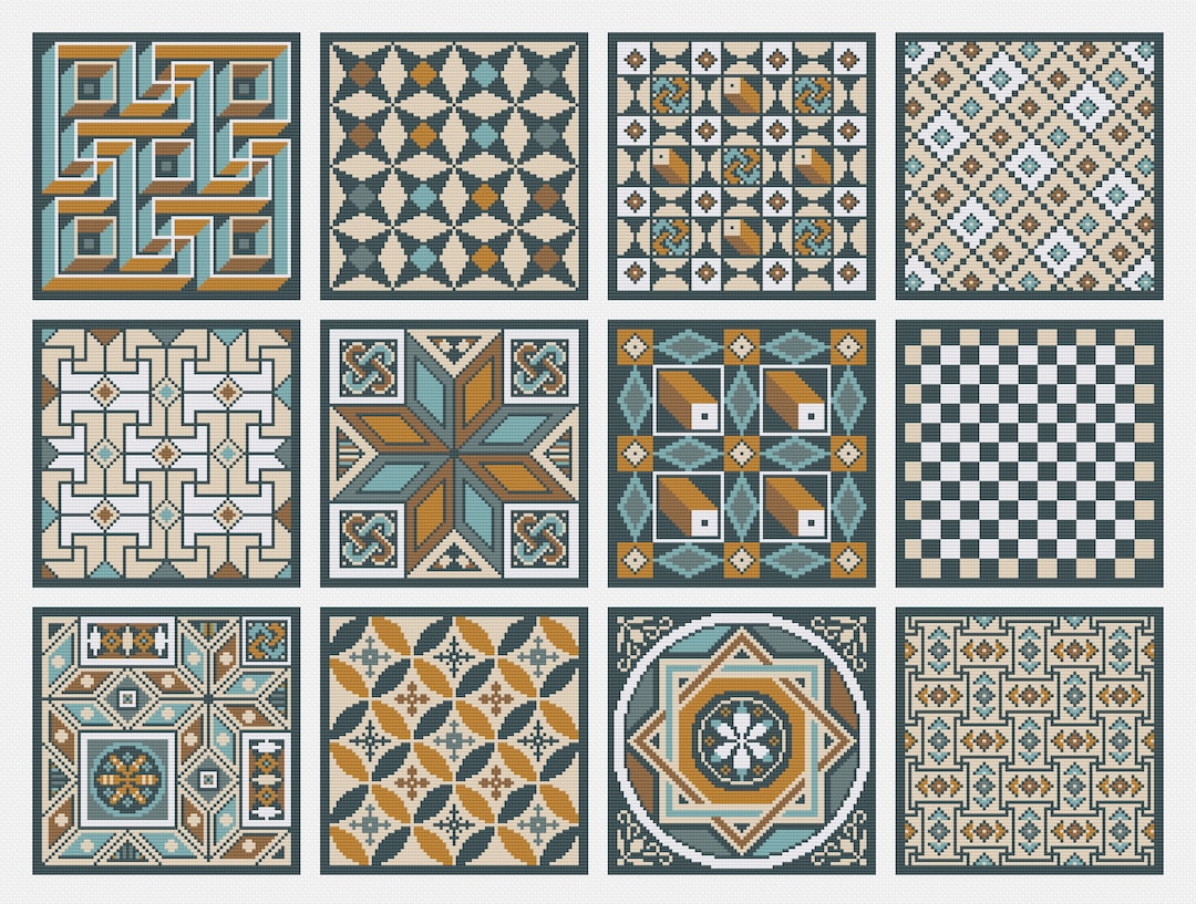 Ancient Roman Mosaic Cross Stitch Pattern: Geometric Design (PDF ...
