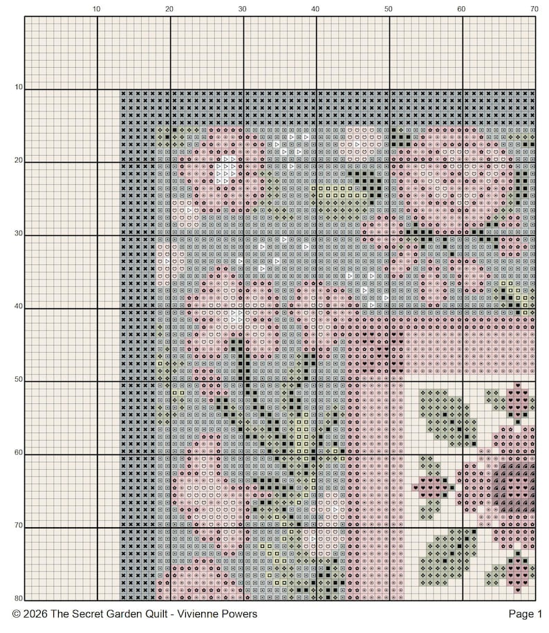 Patchwork Quilt Block Cross Stitch Pattern: Shabby Chic Floral (PDF ...