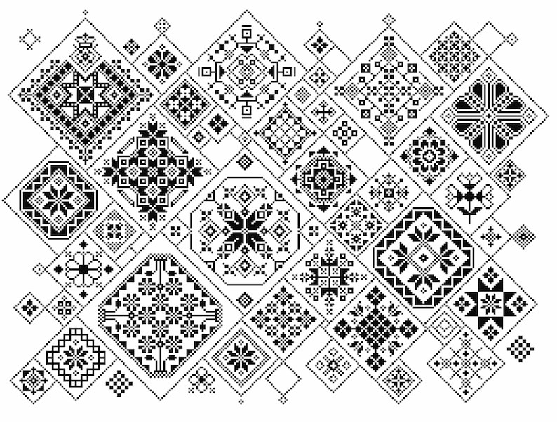 Cross Stitch Quaker Sampler Tiled Ackworth Mono Patchwork - Etsy