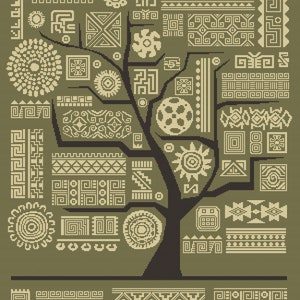 African Aztec Inka Tribal Tree of Life, Air Variant, Contemporary ...