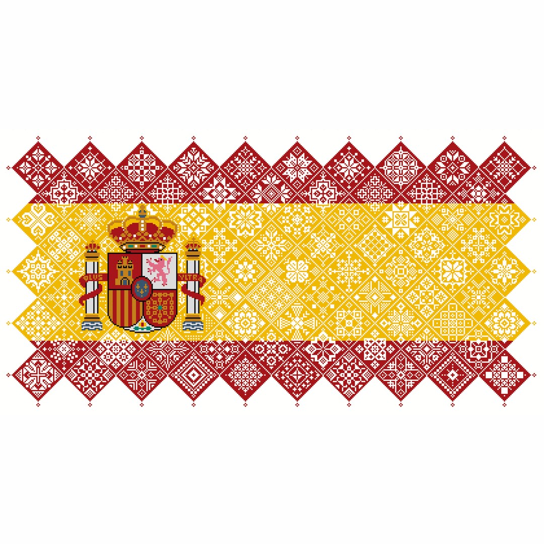 Spanish Flag Cross Stitch Pattern: Quaker Sampler (PDF Counted Chart ...