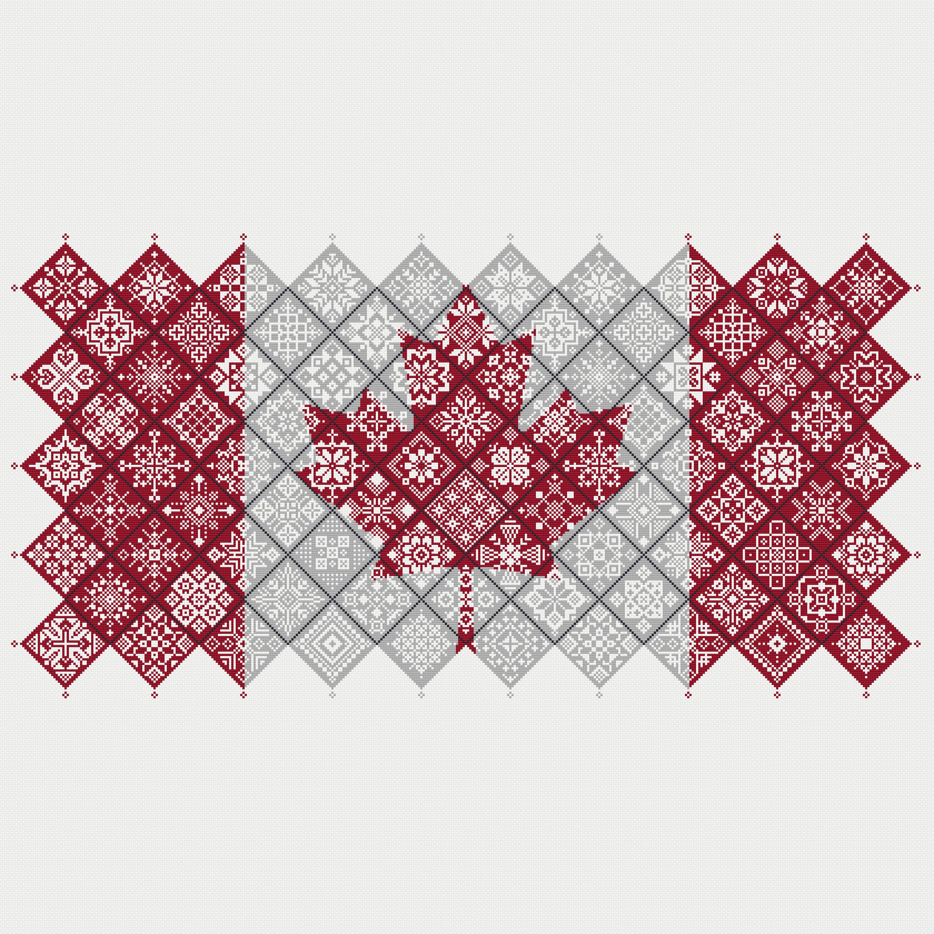 Canadian Maple Leaf Flag Cross Stitch Pattern: Quaker Sampler (PDF ...