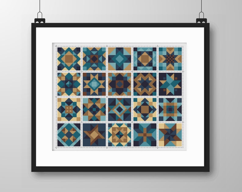 Cross Stitch Chart Patchwork Quilt Block Pattern Squares Quilt - Etsy