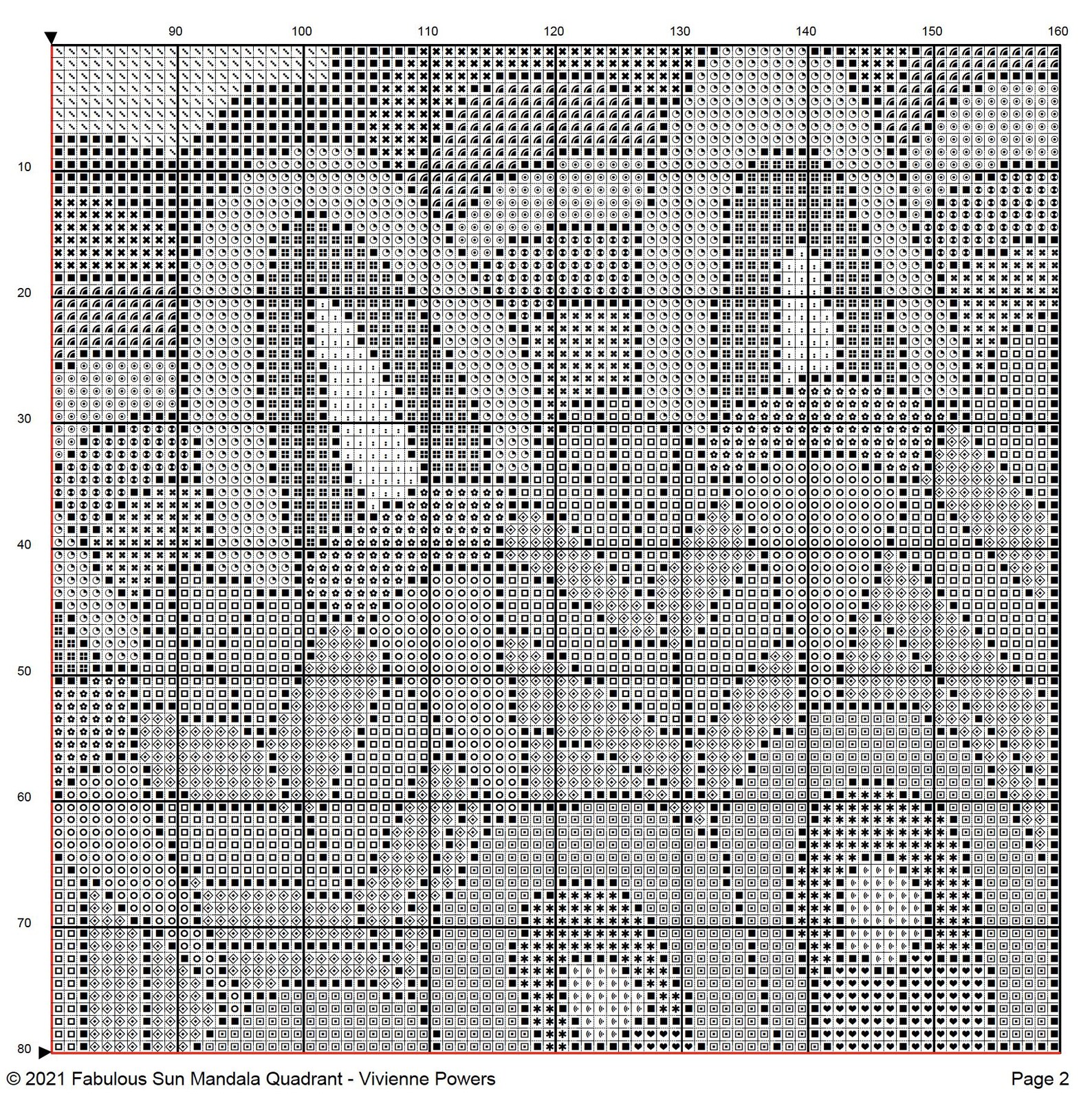 Rainbow Sun Mandala Quadrant Cross Stitch Pattern (PDF Counted Chart ...