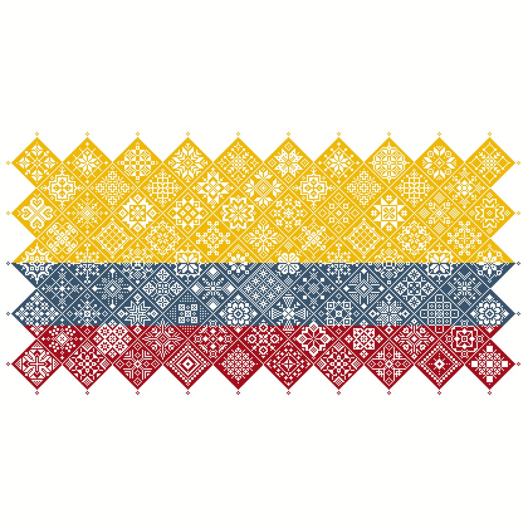 Colombia Flag Cross Stitch Pattern: Quaker Sampler Design (PDF Chart ...