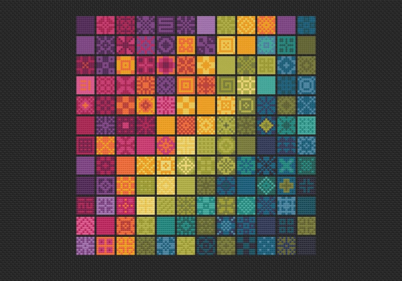 Rainbow Color Block Cross Stitch Pattern: Sampler Design (PDF Counted ...