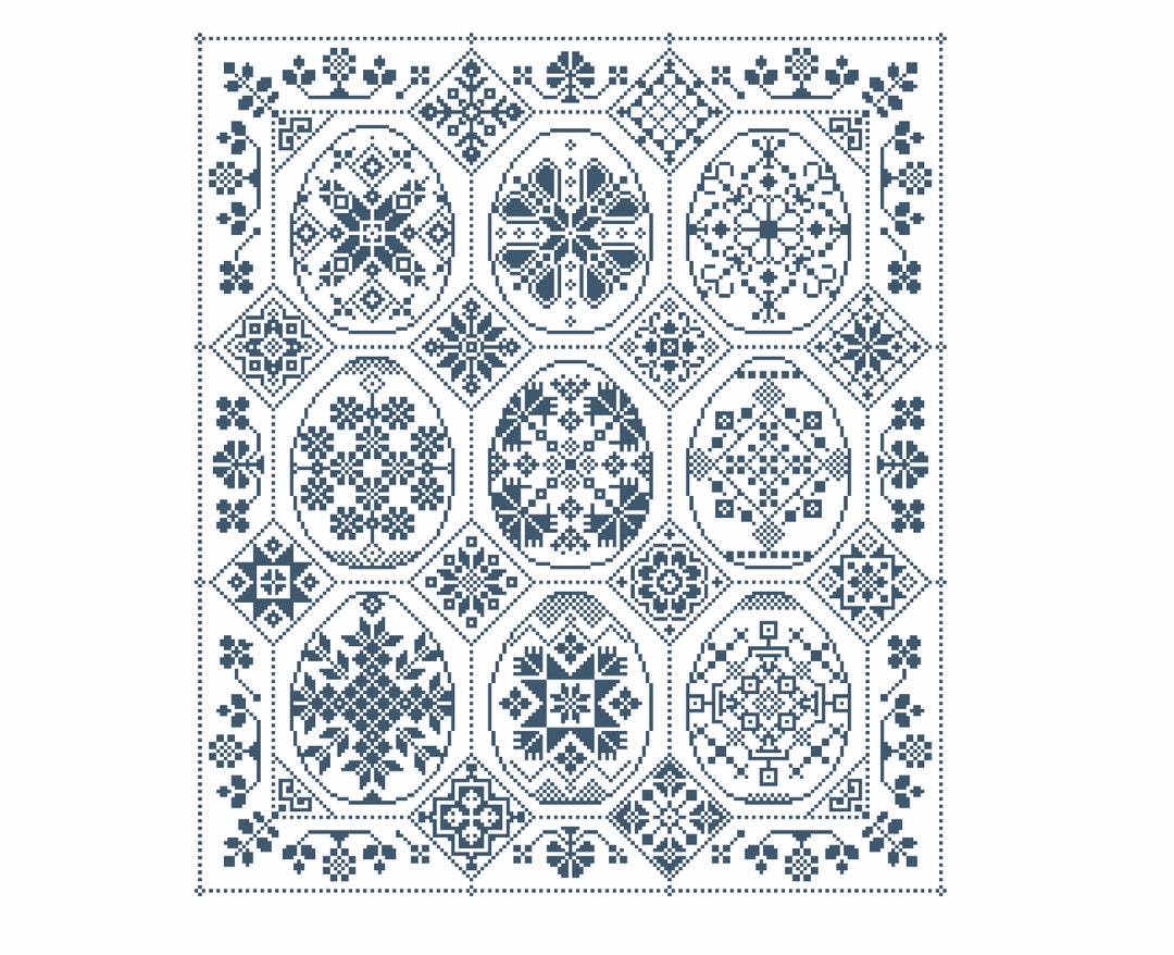 Easter Egg Hunt Cross Stitch Pattern: Mono Quaker Sampler (PDF Counted ...