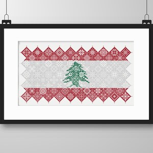 Cross Stitch Pattern Quaker Sampler Lebanon Flag Tiled Patchwork ...