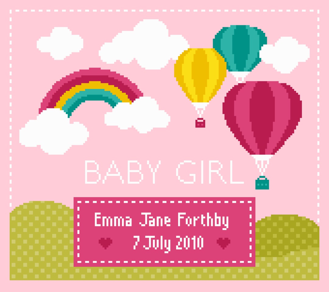 Cross Stitch Pattern New Baby Girl, Welcome to the World Little One in ...
