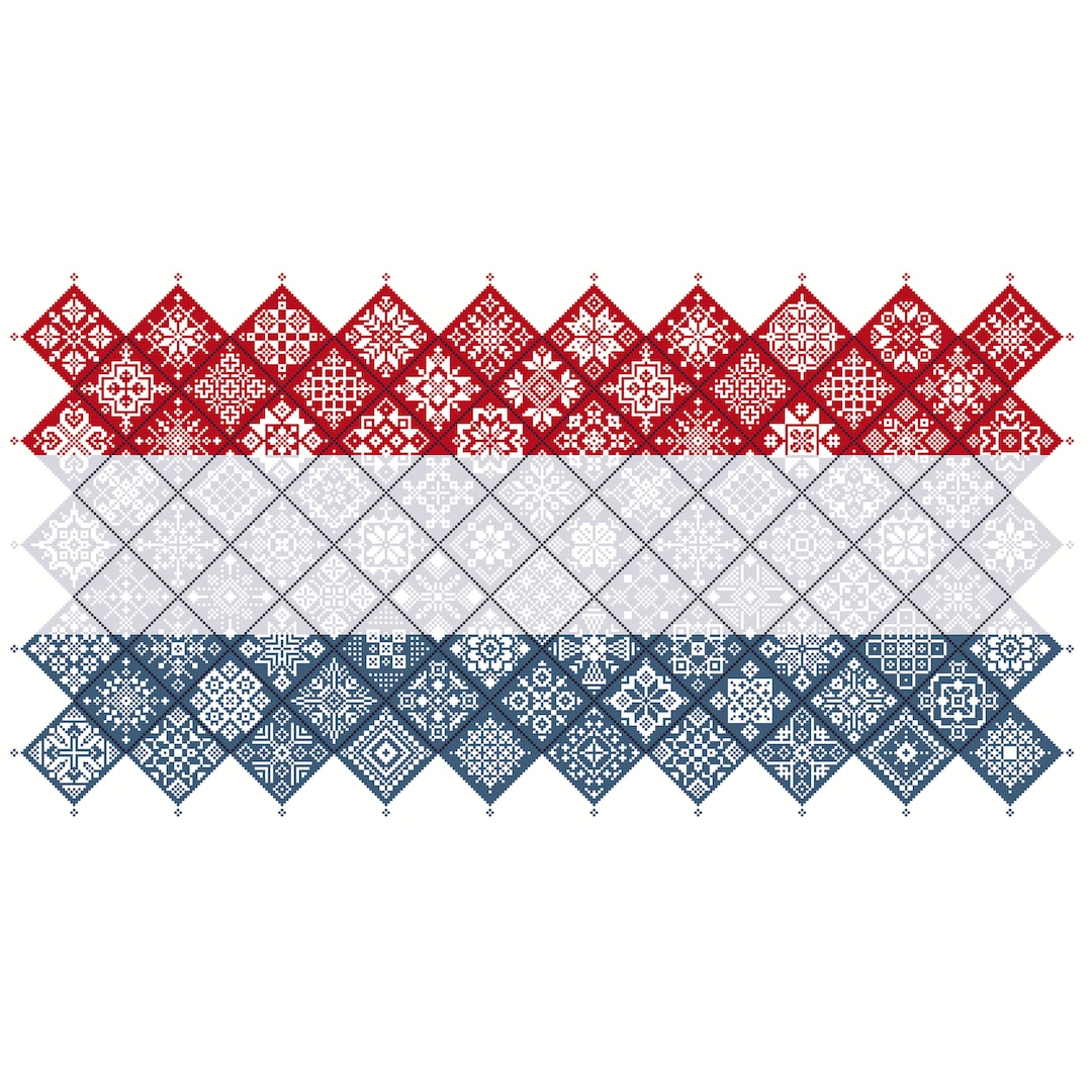 Netherlands Flag Cross Stitch Pattern: Quaker Sampler (PDF Chart 042NL ...