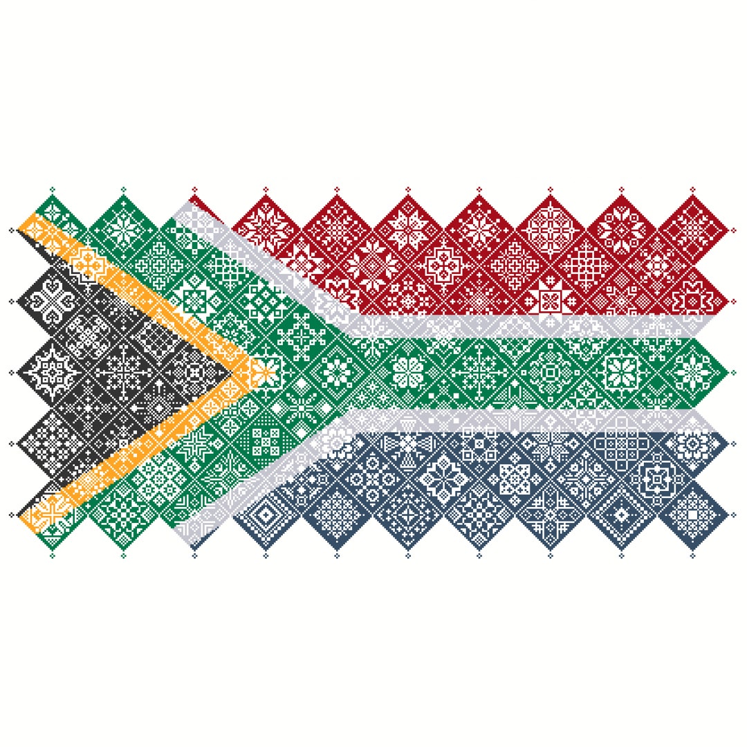 South Africa Flag Cross Stitch Pattern: Quaker Sampler Design (PDF ...