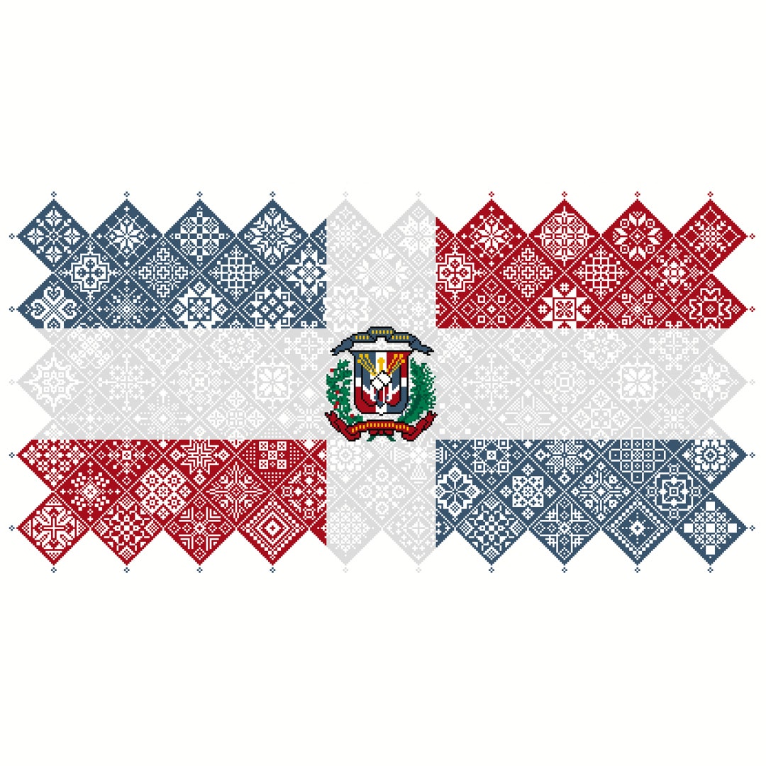 Cross Stitch Quaker Sampler Dominican Republic National Flag Tiled ...