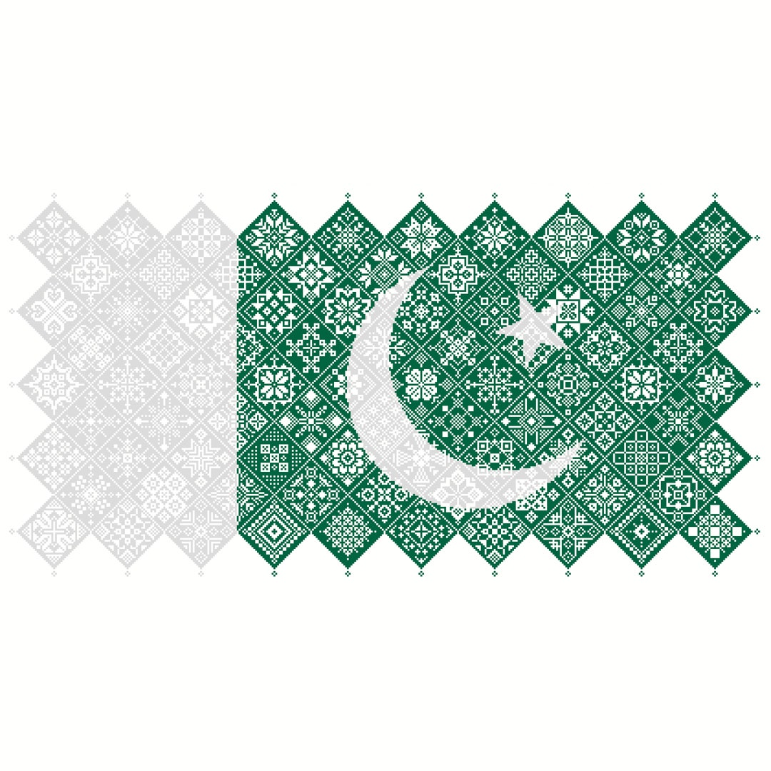 Pakistan Flag Cross Stitch Pattern: Quaker Sampler (PDF Counted Chart ...