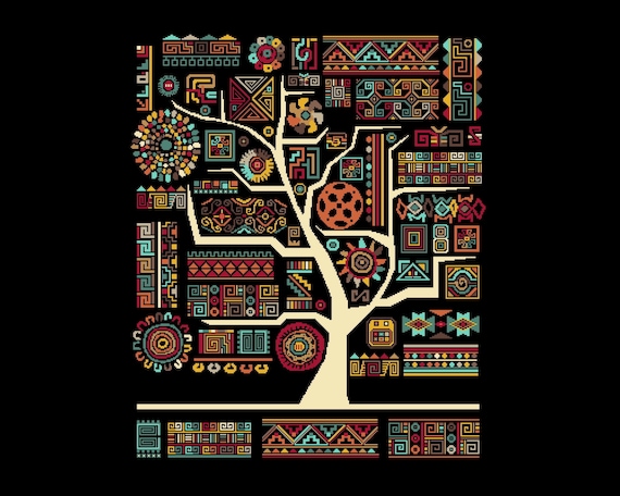 African Aztec Inka Tribal Tree of Life Earth Variant | Etsy