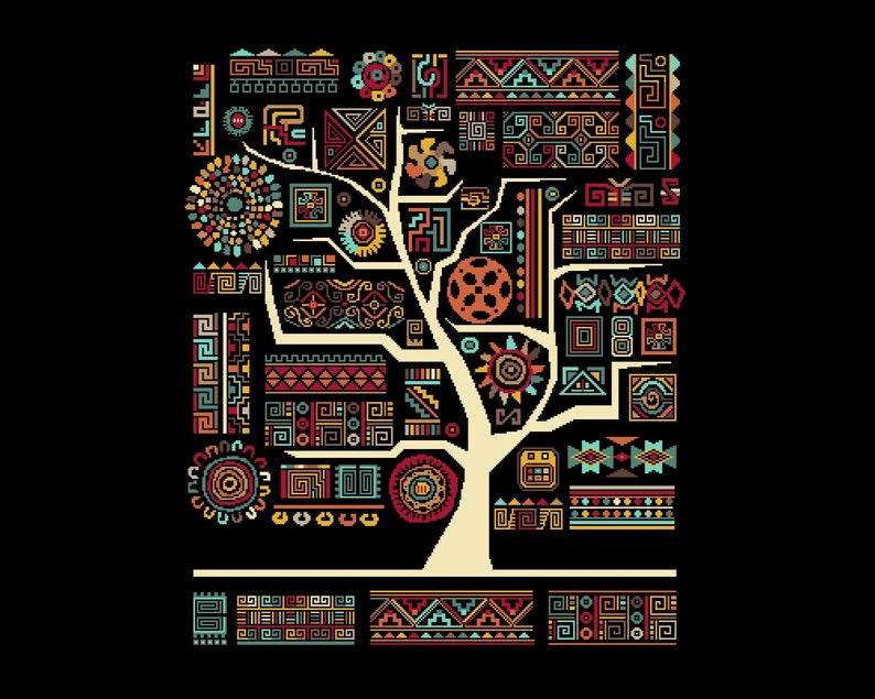 African Aztec Inka Tribal Tree of Life Earth Variant - Etsy Australia