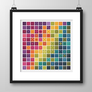 Rainbow Color Block Cross Stitch Pattern: Tiled Squares (PDF Counted ...