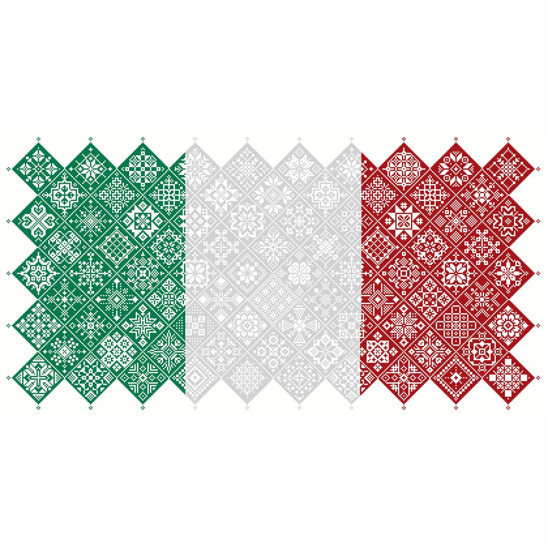 Italy Flag Cross Stitch Pattern: Quaker Sampler Design (PDF Counted ...