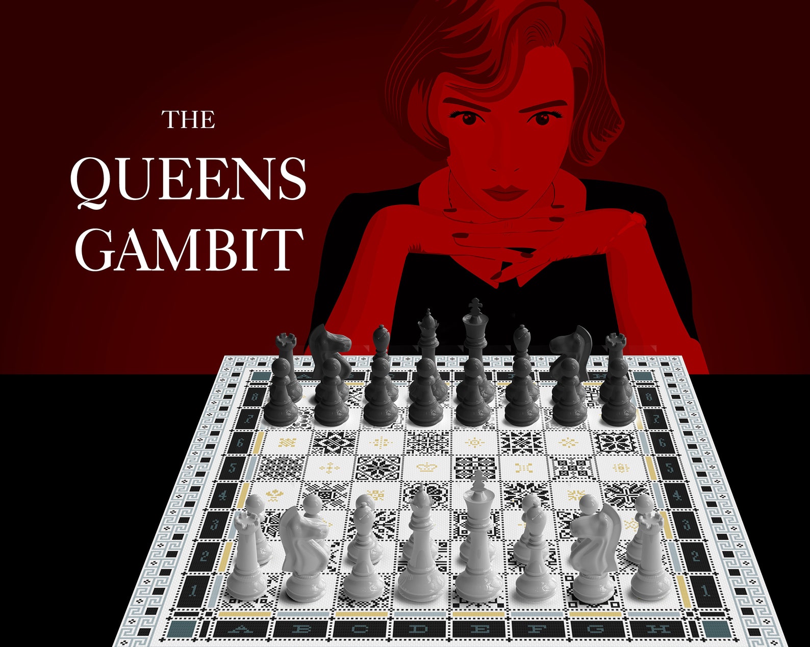 Queen's Gambit Chess Board Cross Stitch Chart: Quaker Sampler (PDF ...