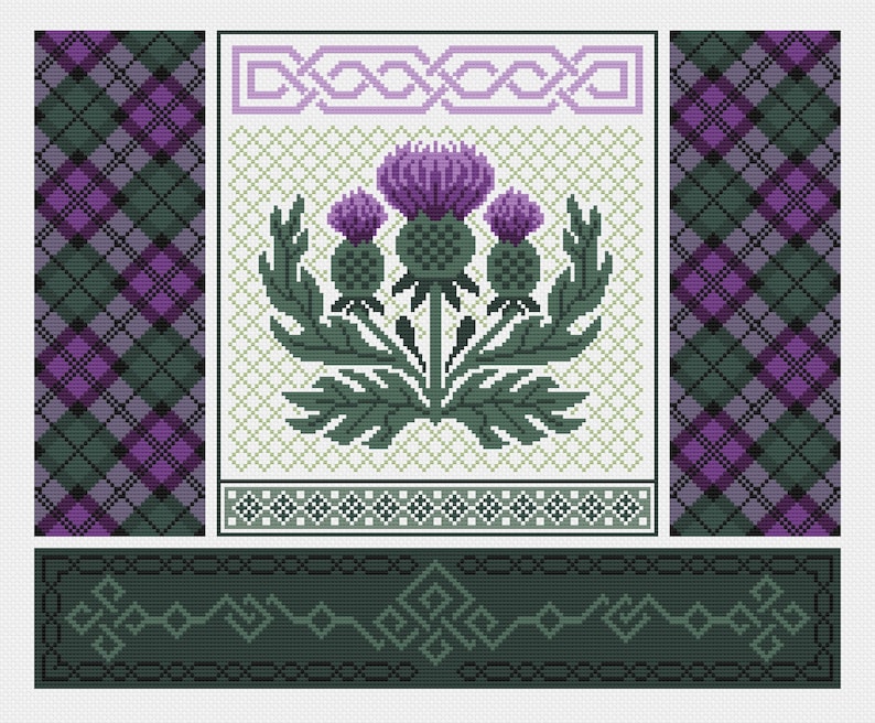 Thistle Cross Stitch Pattern: Flower of Scotland, Tartan Celtic Knots ...