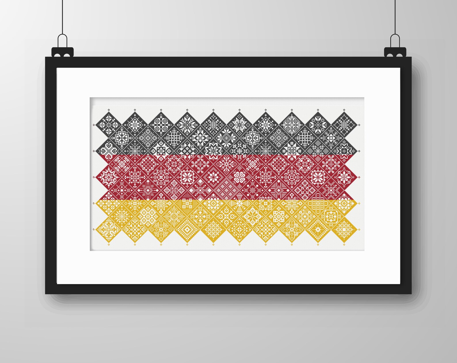 Germany Flag Cross Stitch Pattern: Quaker Sampler Design (PDF Counted ...