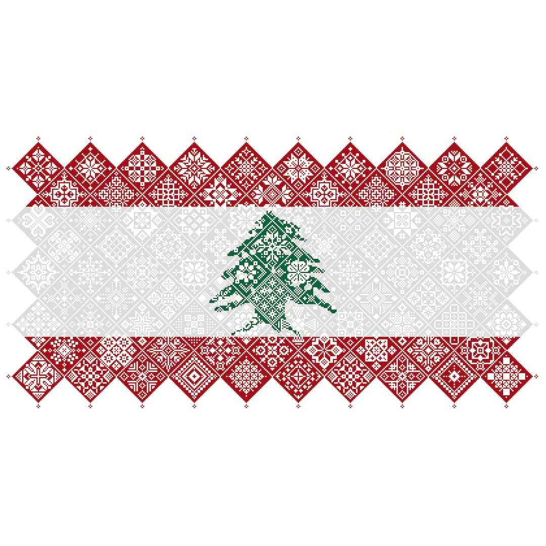 Cross Stitch Pattern Quaker Sampler Lebanon Flag Tiled Patchwork ...