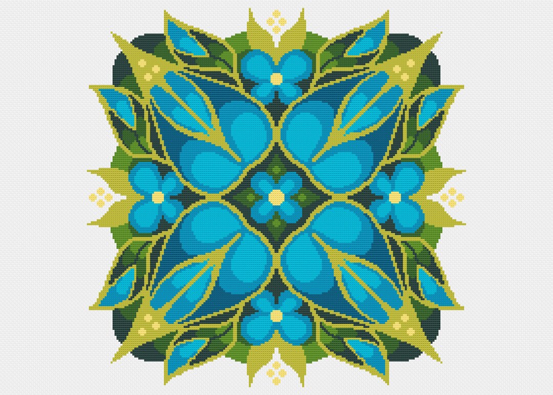 70s Retro Floral Cross Stitch Pattern: Mid-century Modern Cushion (PDF ...
