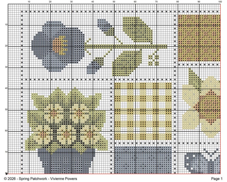 Spring Flowers Cross Stitch Pattern: Patchwork Quilt Sampler (PDF ...