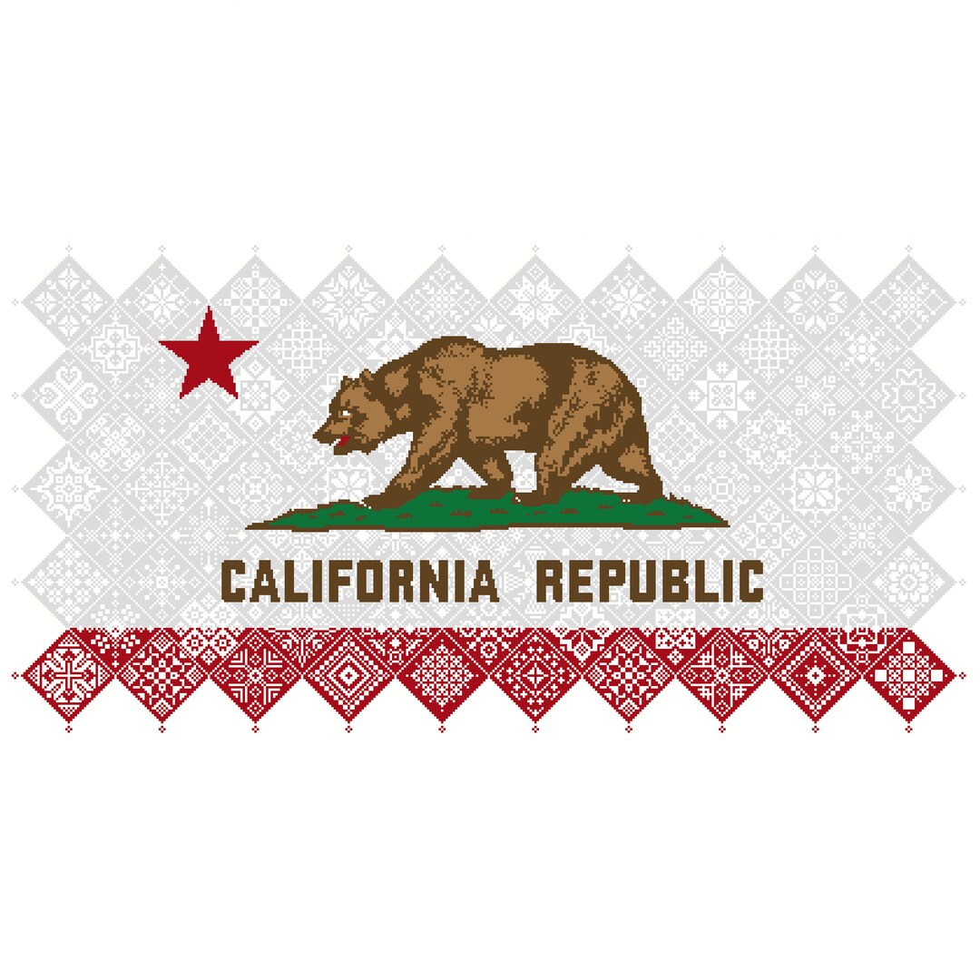 California State Flag Cross Stitch Pattern: Patriotic Quaker Sampler ...