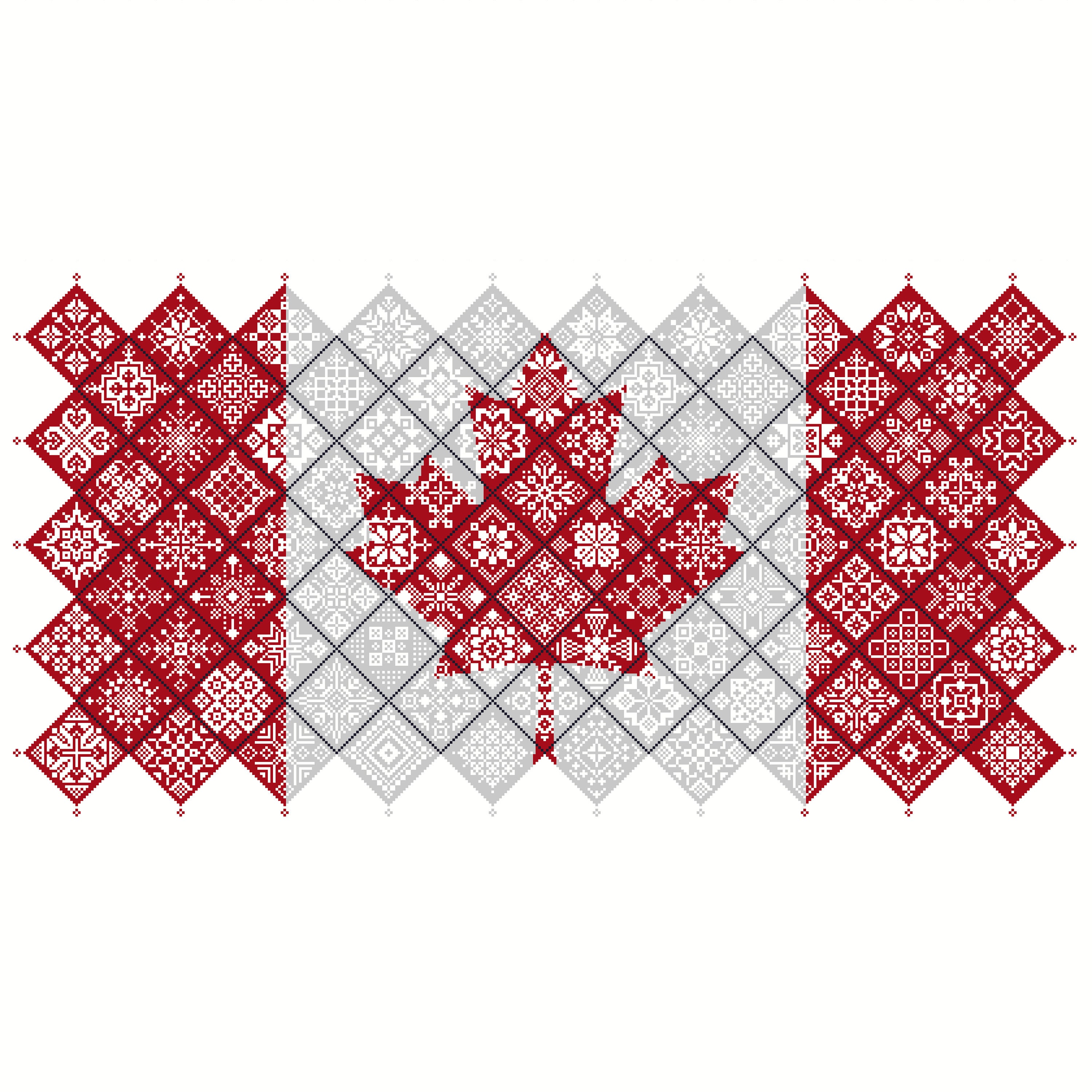 Canadian Maple Leaf Flag Cross Stitch Pattern: Quaker Sampler (PDF ...