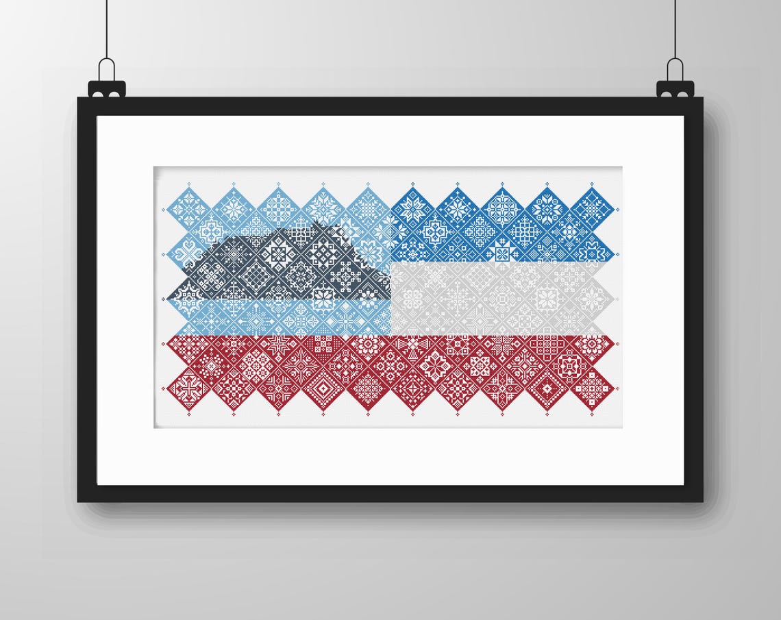 Sabah Malaysia Flag Cross Stitch Pattern: Quaker Sampler (PDF Chart ...