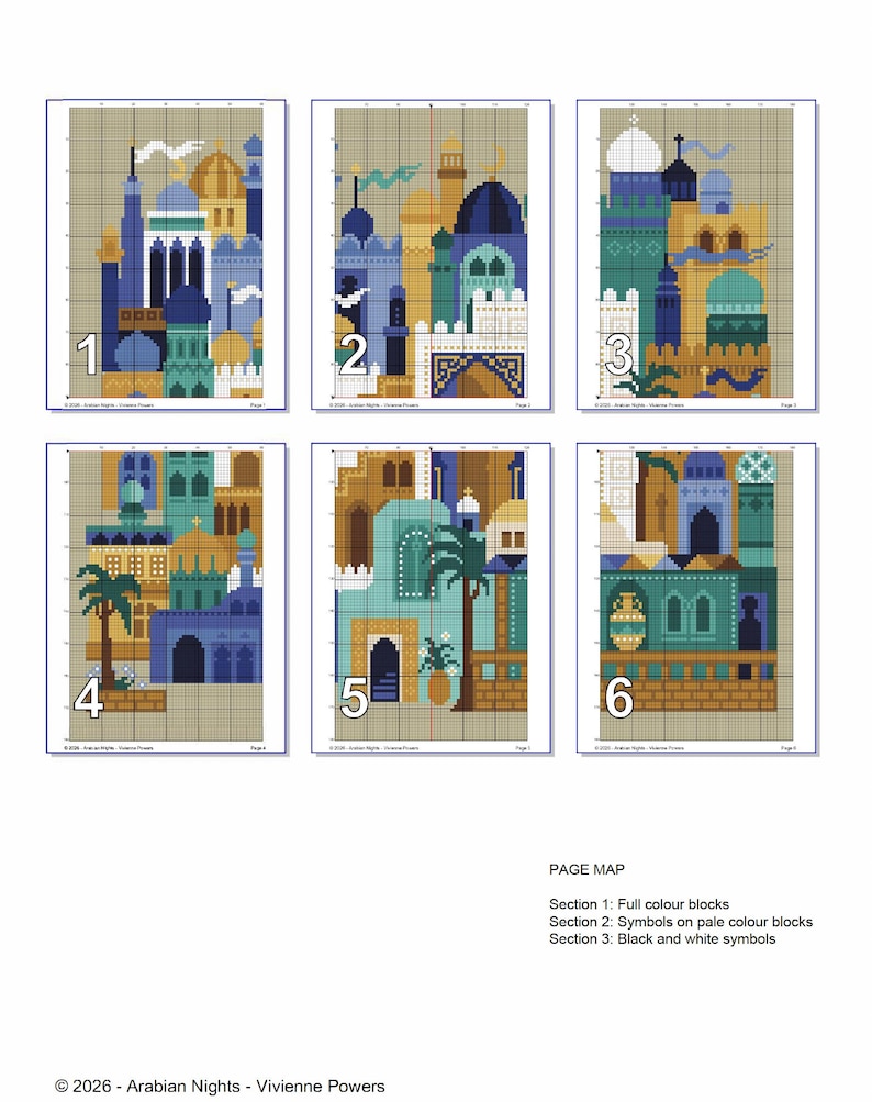 Arabian Nights Cross Stitch Pattern: Desert Temple City Architecture ...