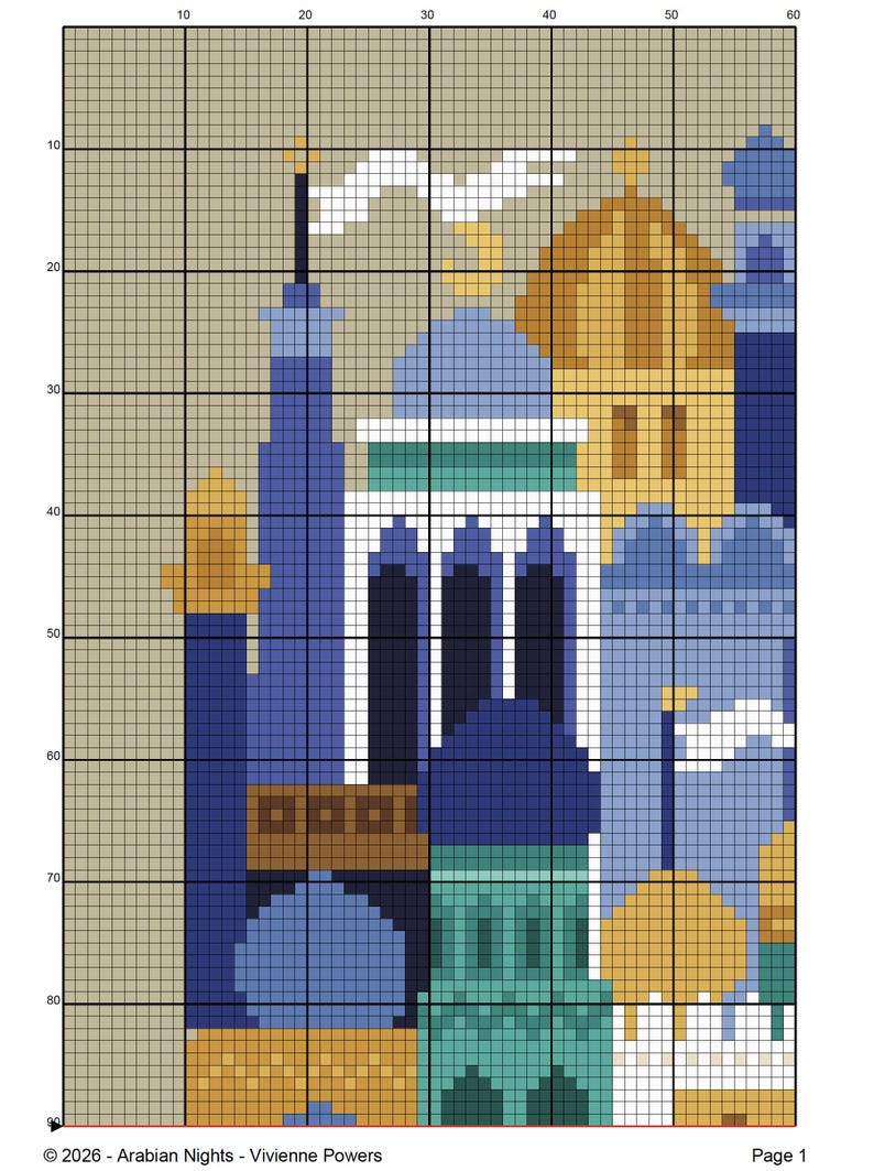 Arabian Nights Cross Stitch Pattern: Desert Temple City Architecture ...