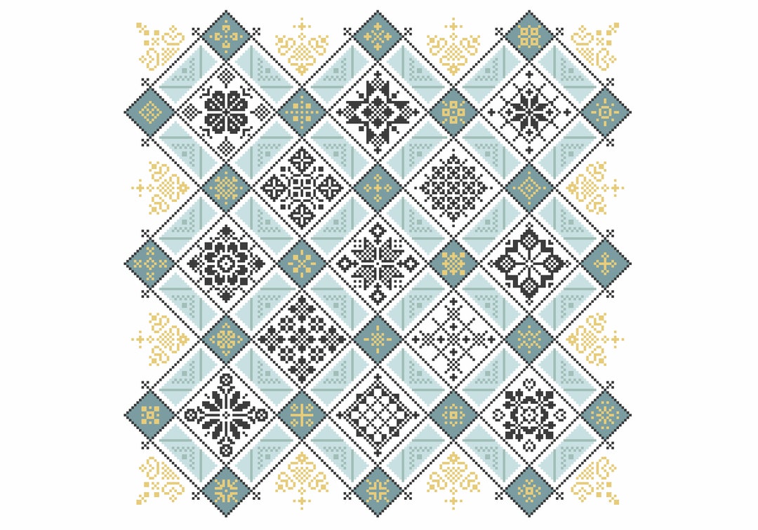 Quaker Diamond Cross Stitch Pattern: Ackworth Lattice Sampler (PDF ...