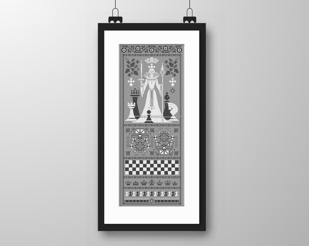 Cross Stitch Pattern the White Queen. Chess Game Banded Quaker - Etsy