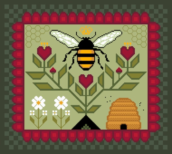 Queen Bumble Bee Early American Primitive Fraktur Folk Art - Etsy