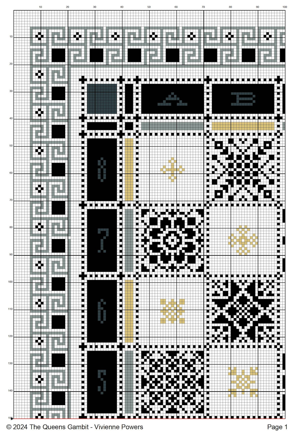 Queen's Gambit Chess Board Cross Stitch Chart: Quaker Sampler (PDF ...