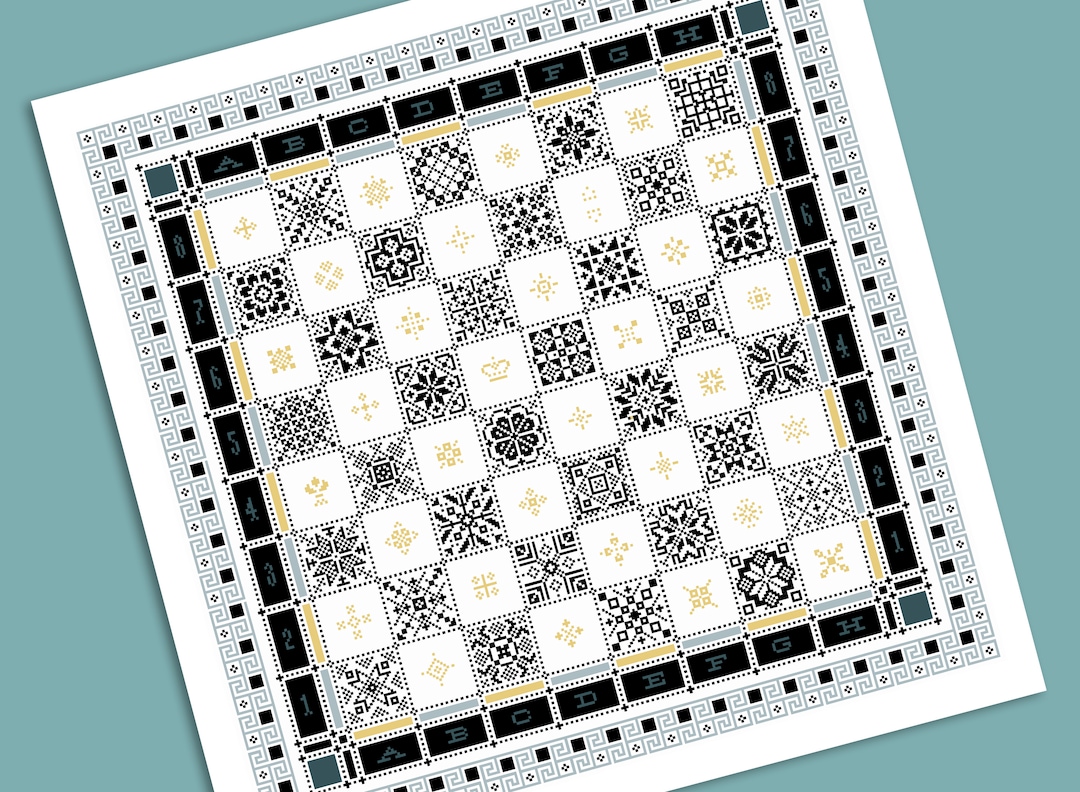 Queen's Gambit Chess Board Cross Stitch Chart: Quaker Sampler (PDF ...