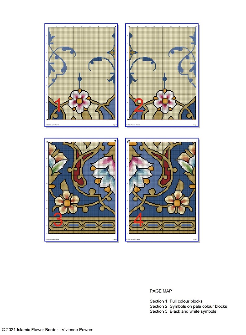 Arabic Floral Cross Stitch Pattern: Islamic Folk Art Border (PDF ...