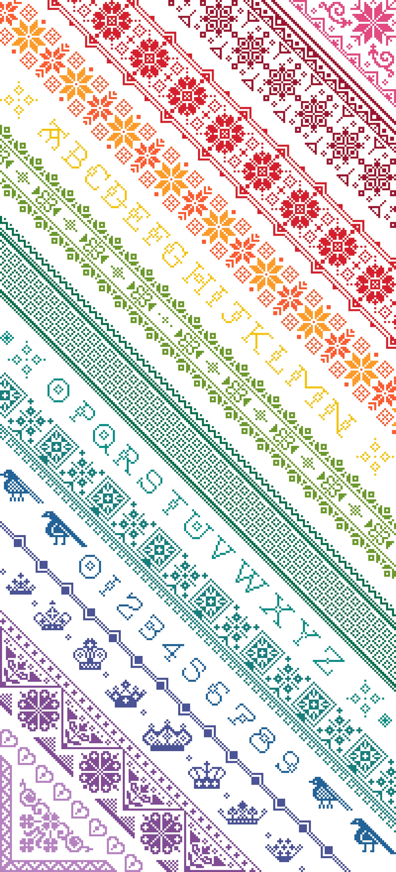 Twisted Diagonal Monotone Band Alphabet Long Sampler on White - Etsy