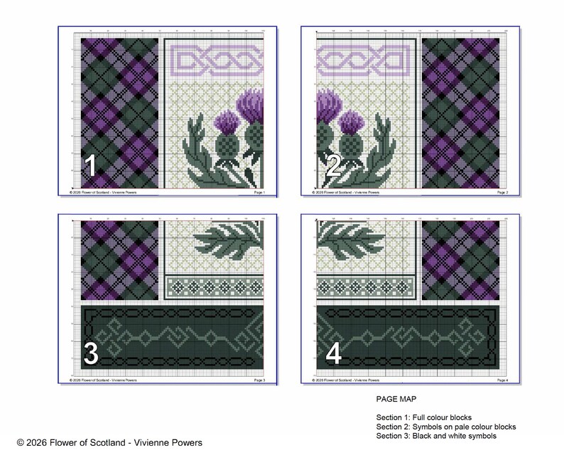 Thistle Cross Stitch Pattern: Flower of Scotland, Tartan Celtic Knots ...