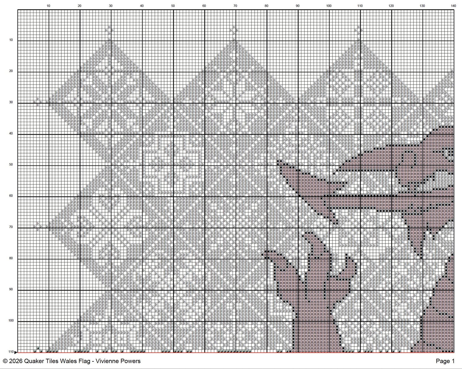 Welsh Dragon Flag Cross Stitch Quaker Sampler Pattern (PDF Counted ...