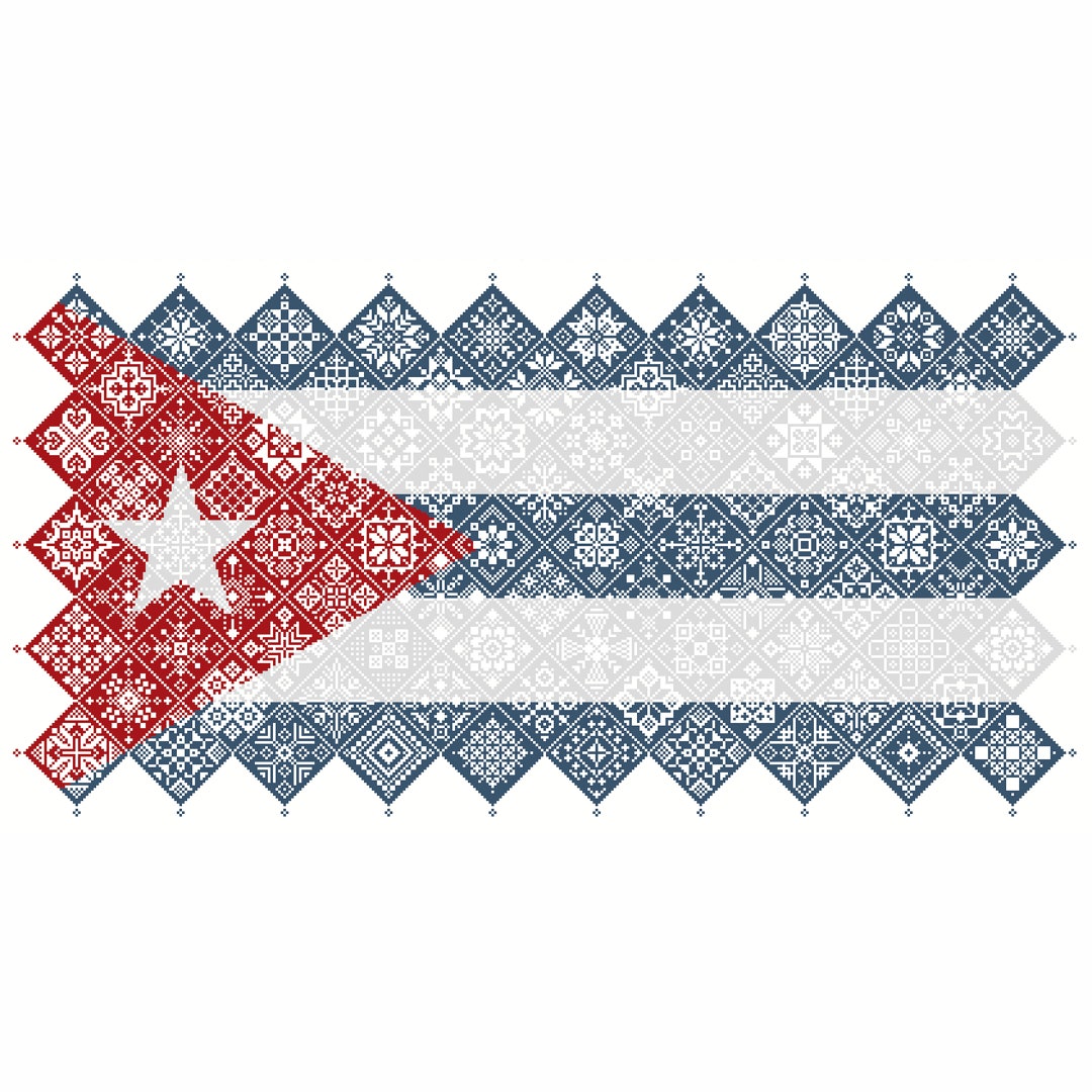 Cuba Flag Cross Stitch Pattern: Patriotic Quaker Sampler (PDF Chart ...