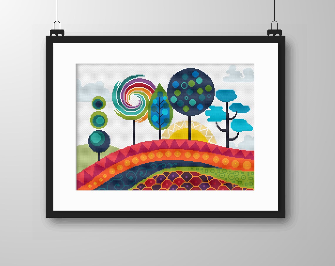 Cute Lollipop Trees Fantasy Abstract Sunset and Nature - Etsy