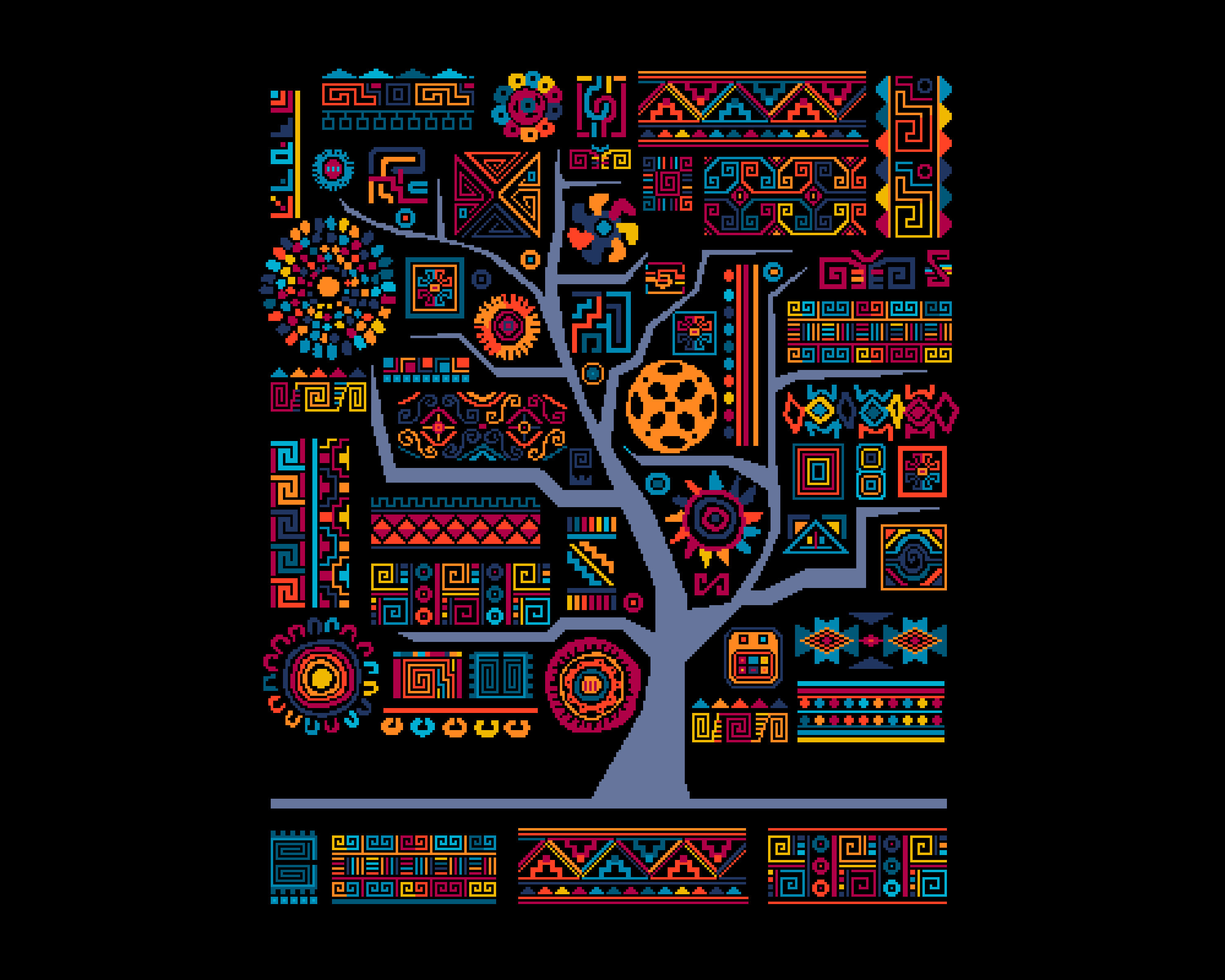 African Aztec Inka Tribal Tree of Life Earth Variant | Etsy